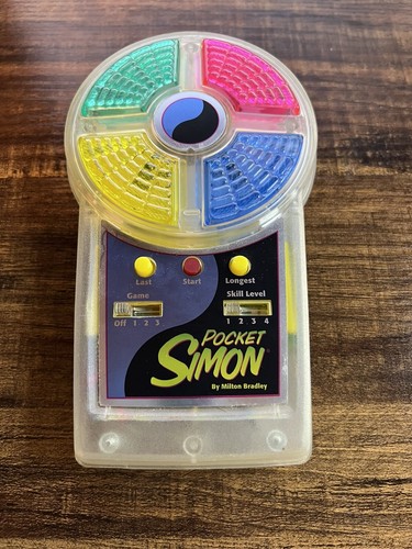 Vintage Pocket Simon Game 1995 Working Handheld Milton Bradley CLEAR | eBay