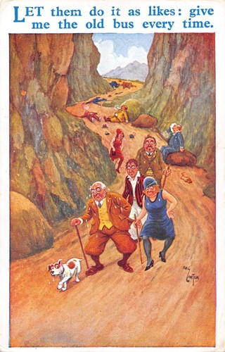 POSTCARD COMIC WALKING TOUR GIVE ME THE BUS EVERY TIME REG CARTER | eBay