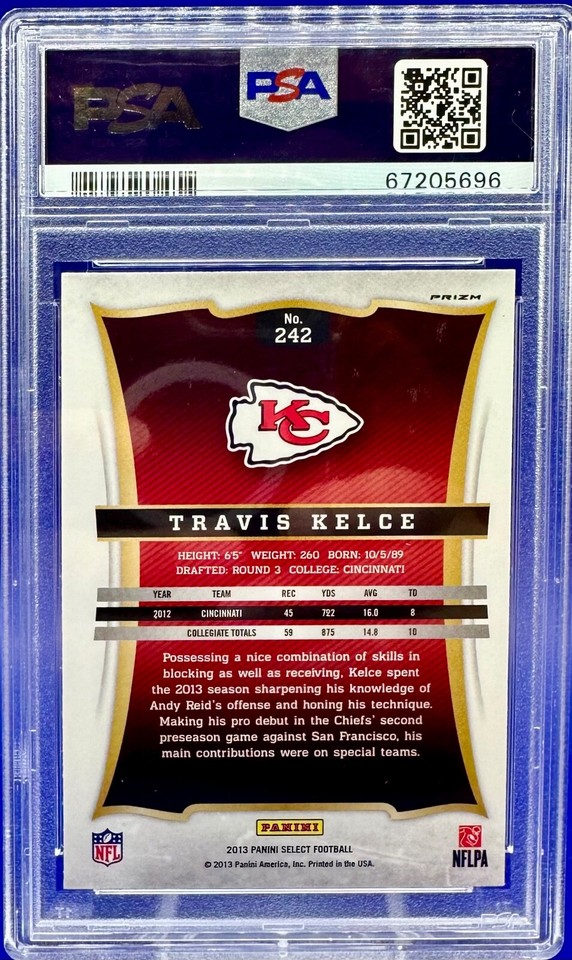 2013 Select Prizm Silver Travis Kelce Rookie #242 Chiefs RC PSA 10 GEM ...