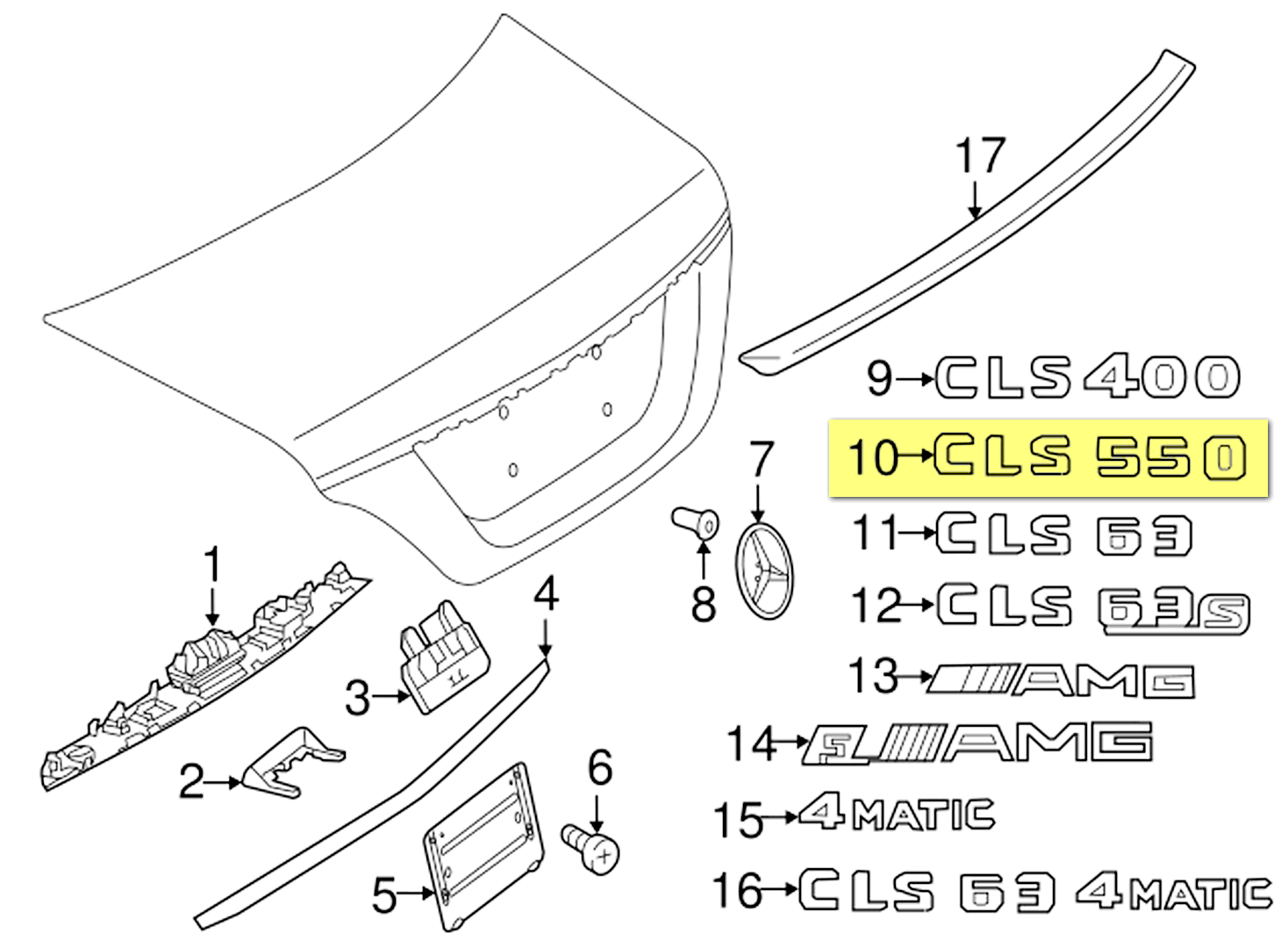 MERCEDES OEM 14-17 S550 Trunk Lid-emblem Badge Nameplate 2228170915 for ...
