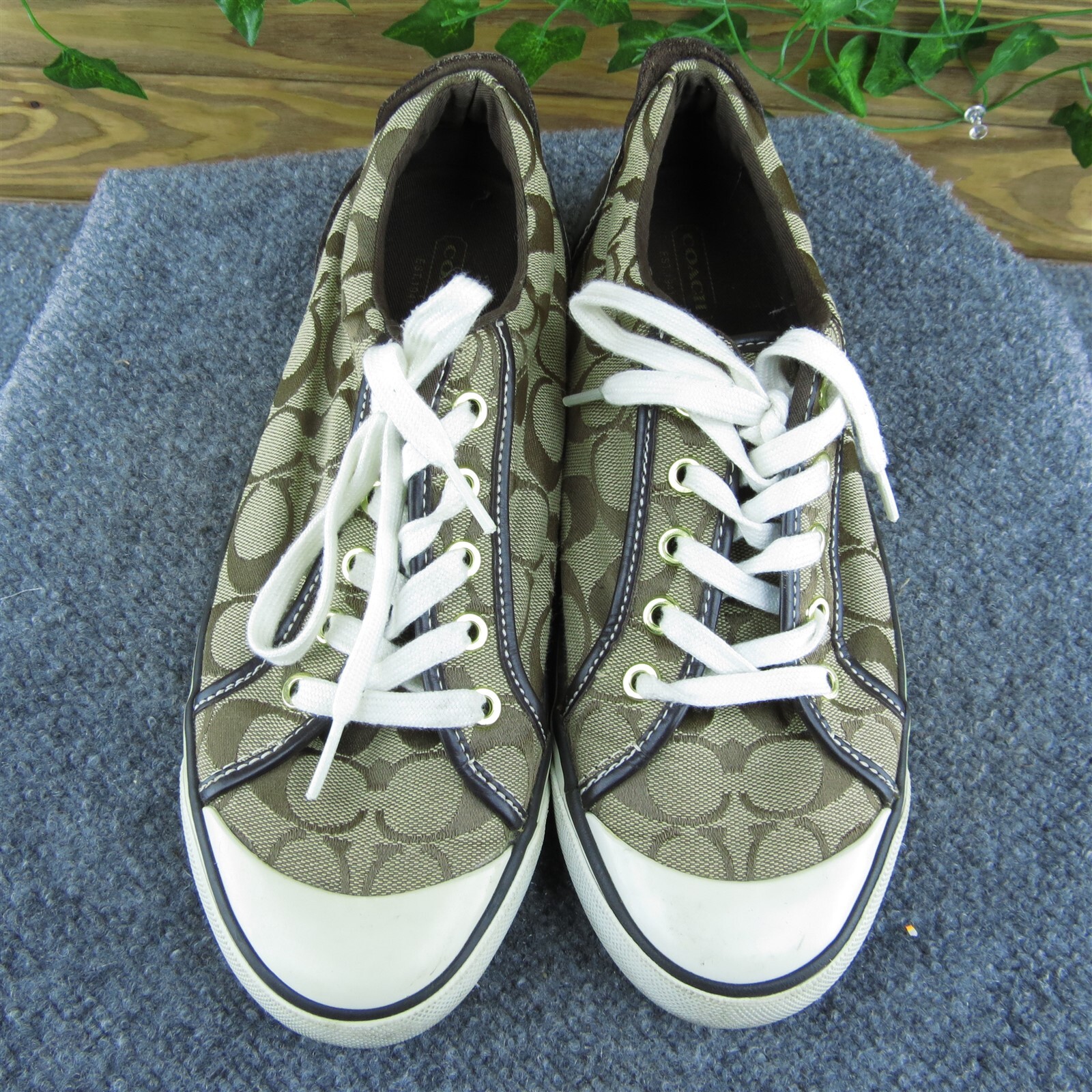 Coach Barrett Women Sneaker Shoes Brown Leather Lace … - Gem