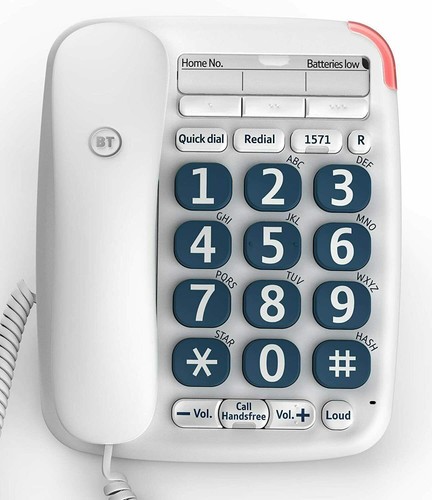 BT Big Button 200 Corded Landline Telephone Handsfree White 1 Year ...