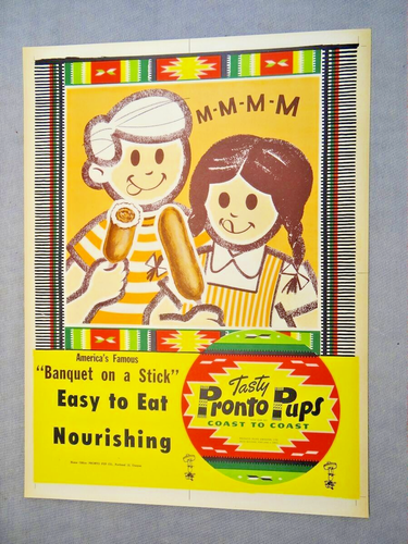 1960's Pronto Pups Poster Fast Food, Corn Dog, Hot Dog Kids Original 13 ...