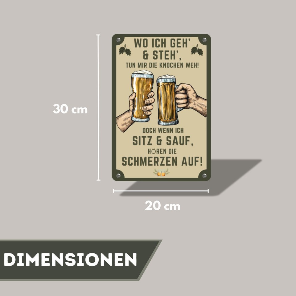 Spruchschild Lustiges Sprüche Schild "Bier" 20x30 cm Deko-Schild ...