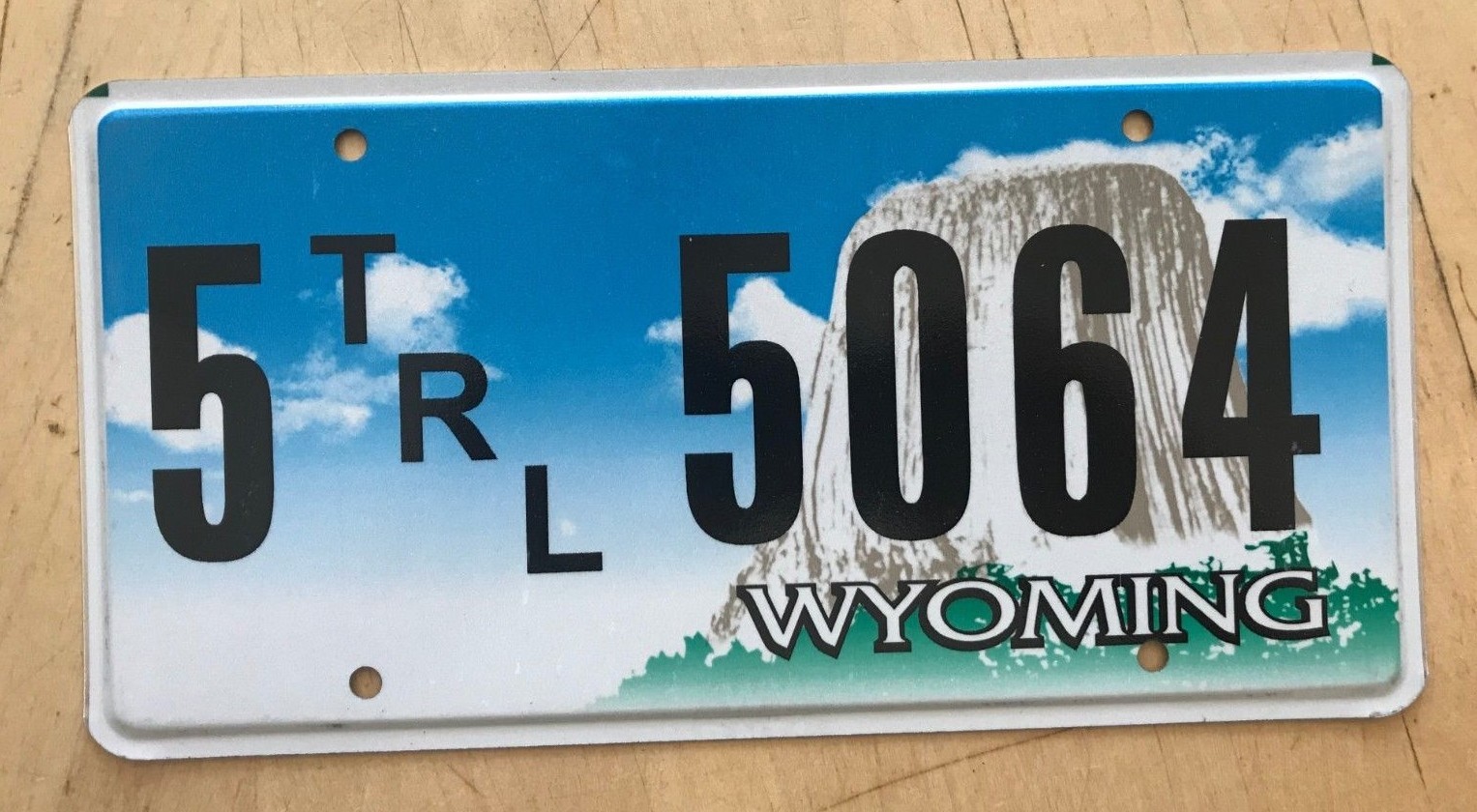 WYOMING GRAPHIC TRAILER LICENSE PLATE " 5 TRL 5064 " WY LARAMIE DEVIL'S ...