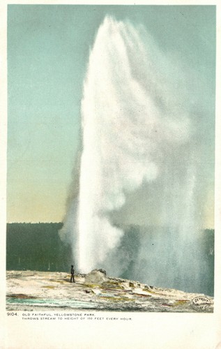 Vintage Postcard 1920's Old Faithful Throws Stream Yellowstone National ...
