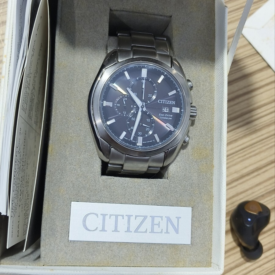 Rare Citizen Solar Eco Drive Titanium Black Dial Date… - Gem