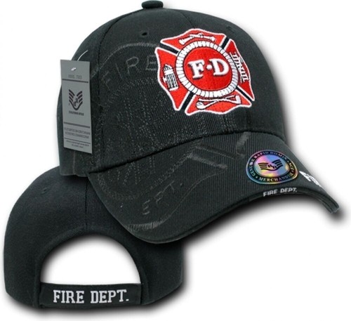 Fire Department Rescue Ball Cap Deluxe Shadow Black Hat New Teams Base ...