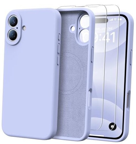for Case with 2 Screen Protectors - Compatible with iPhone 16 Lavender ...