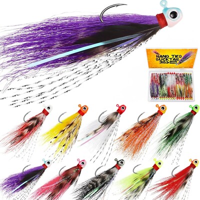 Crappie Jigs, 40pcs Hand-Tied Hair Jigs 10 Colors Fishing Jigs 1/32oz 1 ...