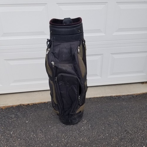 Knight Golf Bag 11 Way Divider Leather Canvas Padded Strap VINTAGE Cart ...