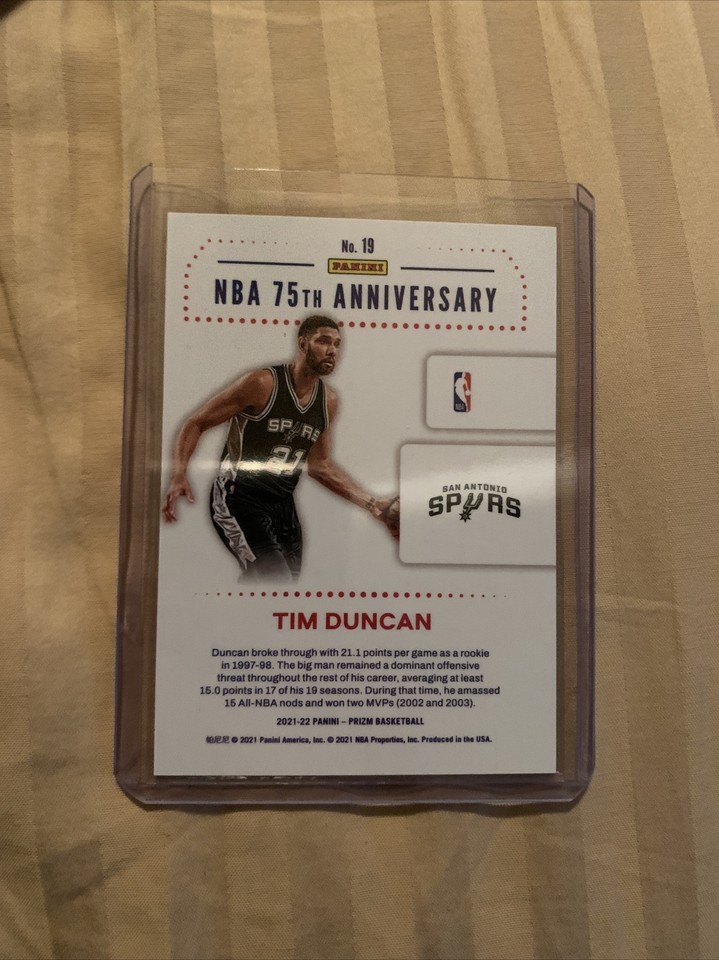 2021-22 Tim Duncan Prizm NBA 75th ANNIVERSARY EDITION Logo SSP Case Hit ...
