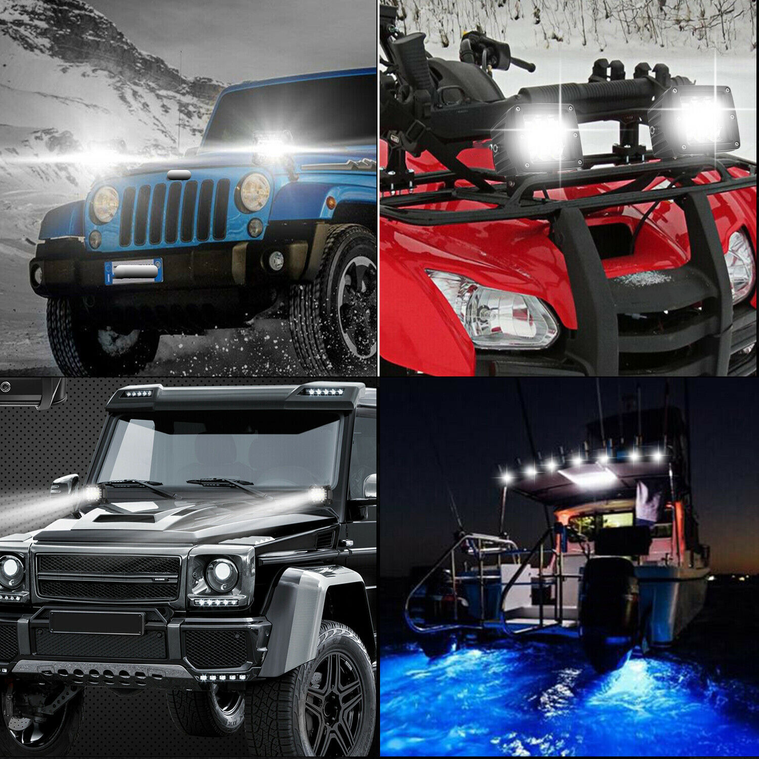 2x 3-Row 4" Inch LED Work Lights Pod Spot Flood Combo Offroad Fog ...