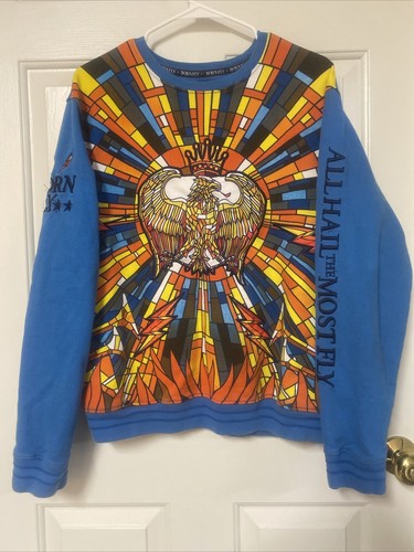 RARE Born Fly Sweatshirt Mens L Loose Long Sleeve Fleece Heavyweight ...