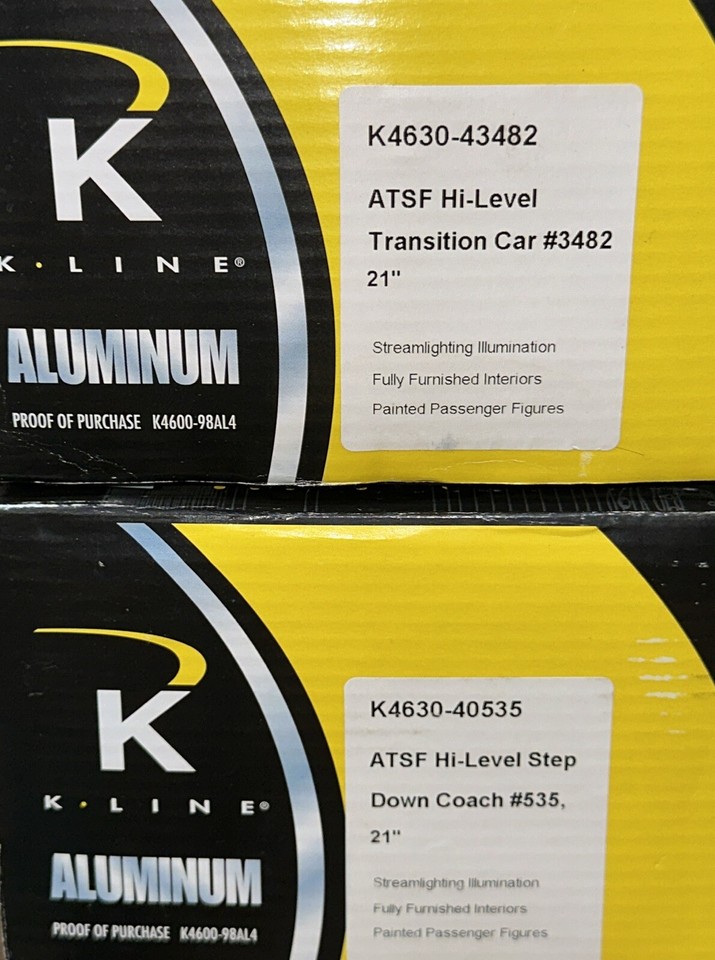 K-Line K-4630K 21" SANTA-Fe High Level TRANSITION/STEP DOWN Car 2-Pack ...