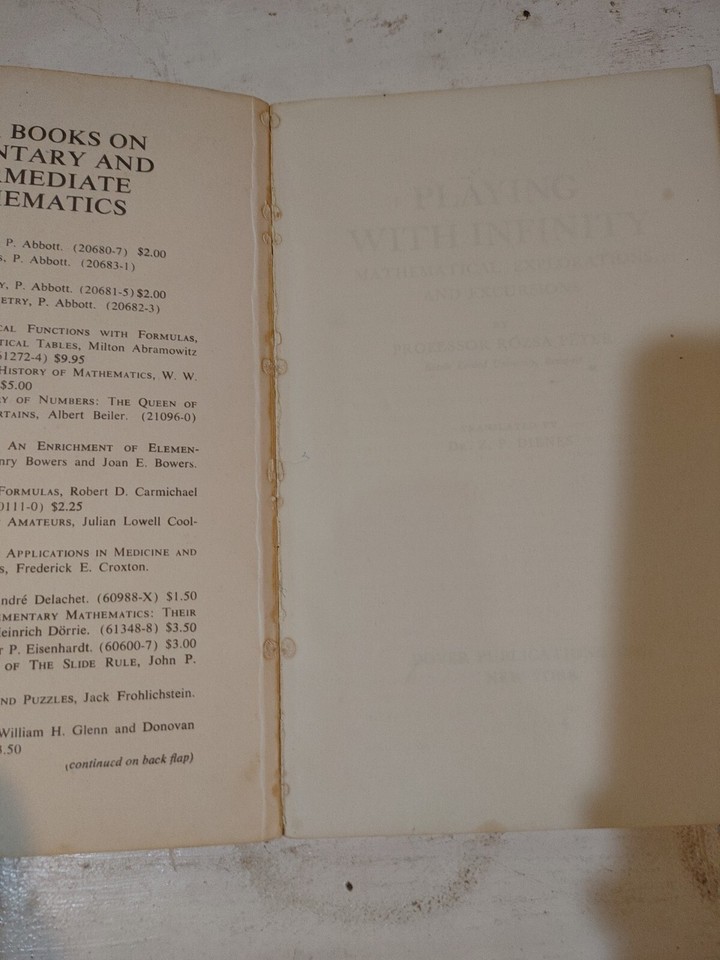 Rozsa Peter. Playing with Infinity (Mathematical Explorations ...