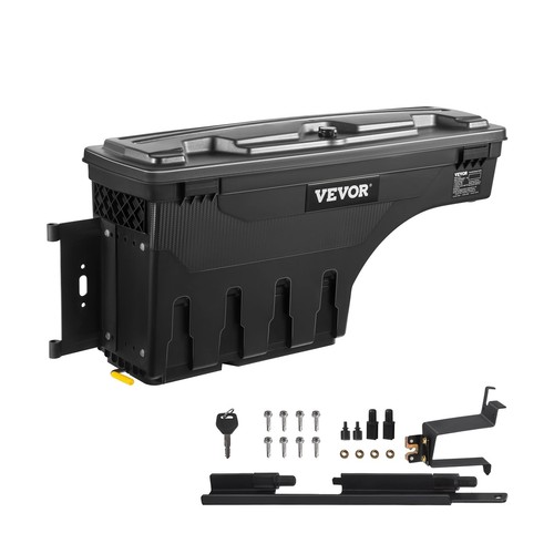 VEVOR Truck Bed Storage Box, Lockable Lid, Waterproof ABS Wheel Well ...