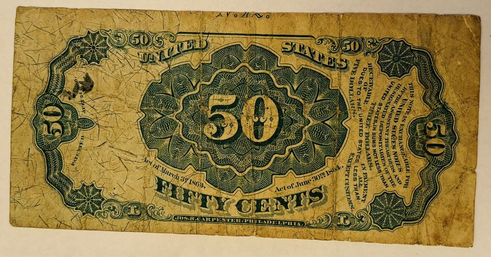 Series of 1875 United States Fifty (50) Cents Fractional Currency Bank ...