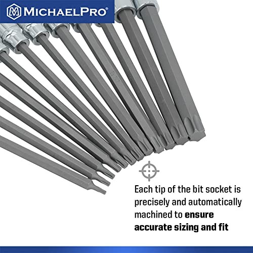 Michaelpro 12-Piece 3/8'' Drive Long Torx Bit Socket Set, T10 To T60 ...
