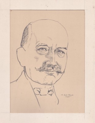 Karl Ludwig Nagel Portrait Man Mustache Bird Drawing 1925 | eBay