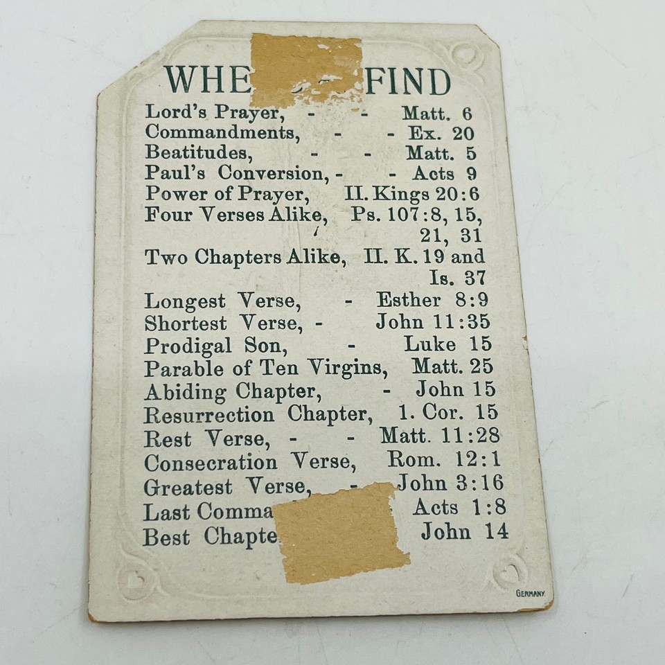 1880s Victorian Christian Holy Prayer Card Psalms 24:1 Notable Verses ...