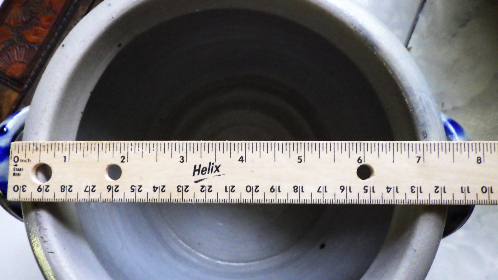 Antique 1800s Salt Glazed Grey Stoneware Cobalt Crock 2 Handles -Marked ...
