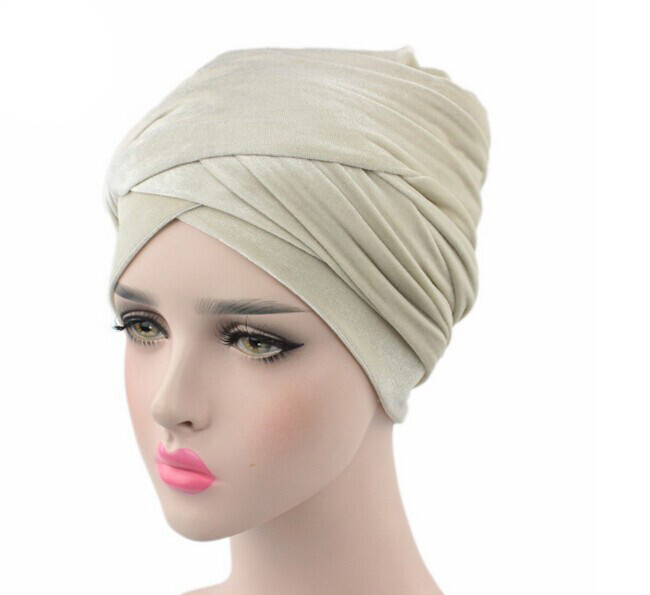 Women Muslim Velvet Long Tail Cap Scarf Head Shawls Warp Scaves Hat ...