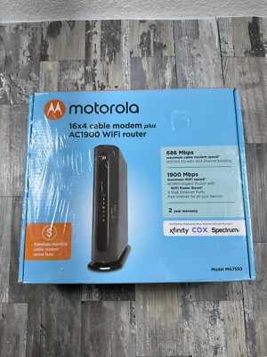 NEW! Motorola MG7550 16x4 DOCSIS 3.0 Cable Modem Plus AC1900 WiFi ...