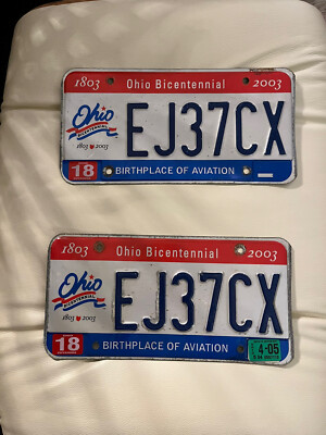 Vintage Ohio 2005 Bicentennial License Plates: 2 Plates, Front And Back ...