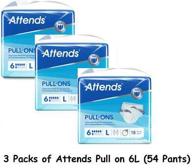 Attends Pull Ons 6 L Large 3 Packs Of 18 Adult Nappies Pull Up 211874 ...