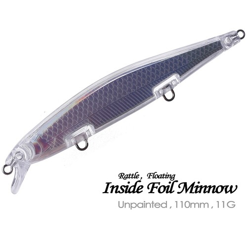 20PCS 11cm 11g Inside Foil Minnow Floating DIY Unpainted Bait Blank ...