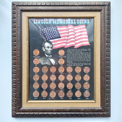 Vintage Lincoln Memorial Coins 1959-1972S Framed US Cents Collection ...