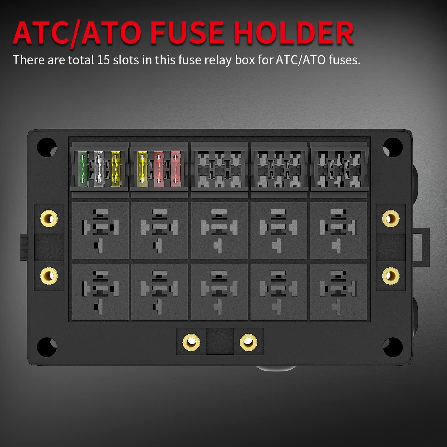 Relay Fuse Box 12V Automotive 10 Slots Relay Holder 15 Slots ATC/ATO ...