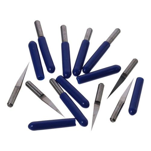 10pcs Blue Cnc Tungsten Steel Taper Carving Cutter Silver PCB Router ...