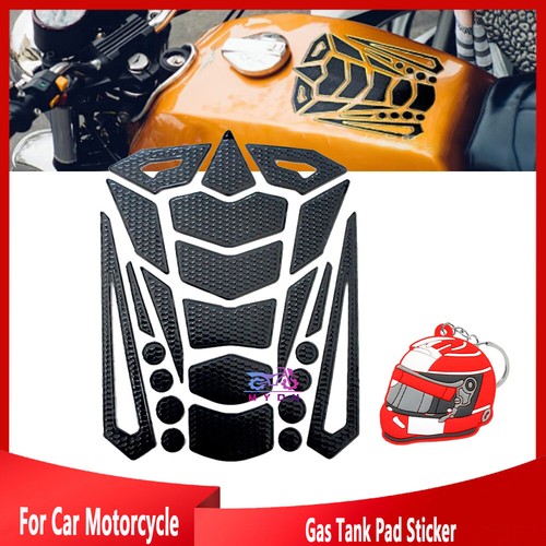 Motorcycle Perforated 3D Fuel Gas Tank Pad Sticker Black Chrome Black ...