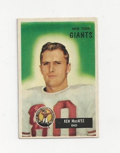 1955 BOWMAN FOOTBALL KEN MACAFEE CARD # 60 N.Y. GIANTS ALABAMA CRIMSON ...