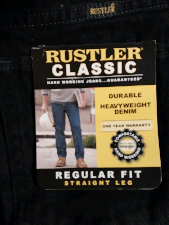 NWT Men's Rustler by Wrangler Classic Regular Fit 38x30 Straight Leg ...
