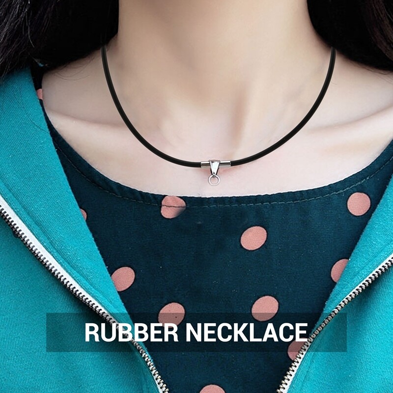 3Mm Black Rubber Cord Necklace with Stainless Steel Closure - 18 Inch ...