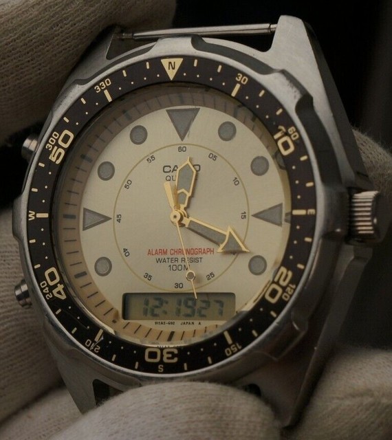 Vintage 1996 Casio Amw-320d Analog Digital 100m Diver Watch Japan ...