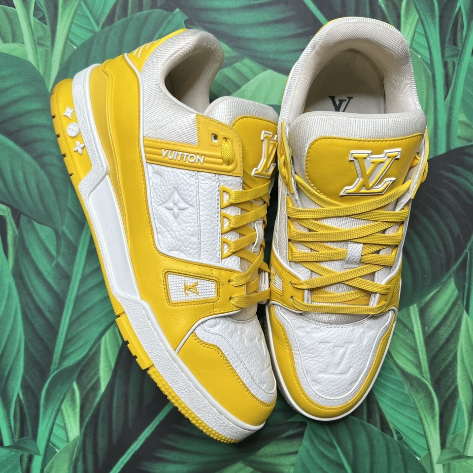 Louis Vuitton Trainer Low ‘white Yellow’ Sz- 9LV 10 Mens | eBay
