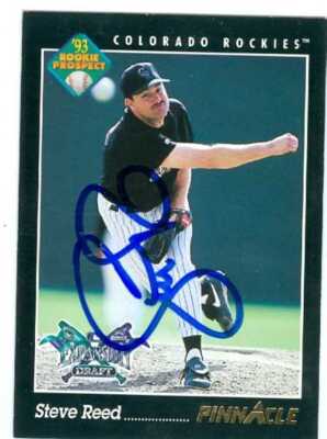 Steve Reed autographed Baseball Card (Colorado Rockies) 1993 Pinnacle ...