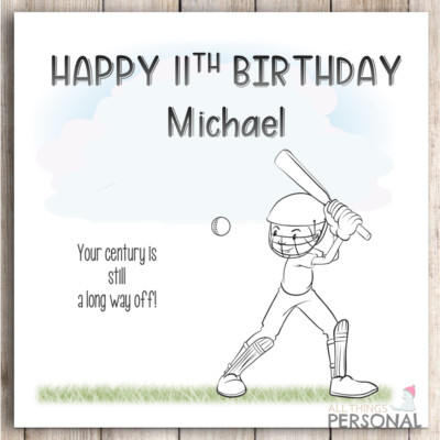 Personalised Cricket Birthday Card Grandson Son Nephew Brother Godson ...