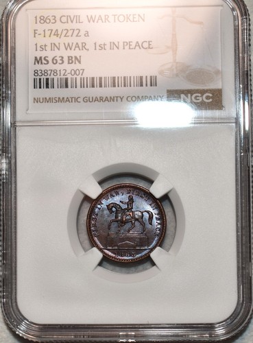 NGC MS-63 BN 1st in War, 1st in Peace/Union For Ever Civil War Token, F ...
