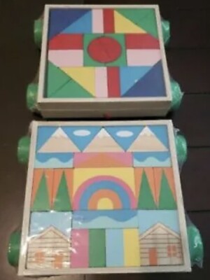 Lot of 2 NEW Learn & Play Wooden Wood Building Blocks Pull Toy on ...