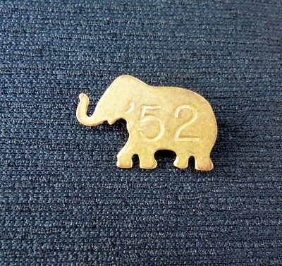 1952 Vtg GOP REPUBLICAN PARTY ELEPHANT Pin Badge IKE Eisenhower Gold ...