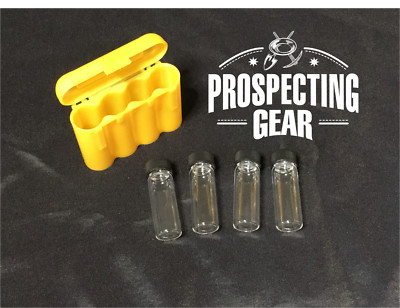 Gold Vial Vault with 4 Glass 1 oz Gold Vials - Carrying Case - Gold ...