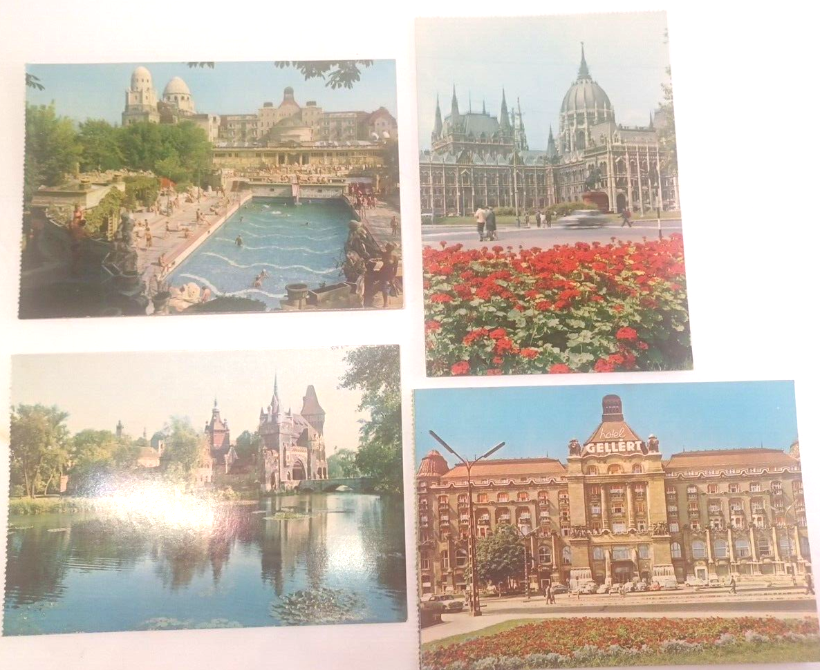 Vintage 4 Postcards BUDAPEST HUNGARY Parlaiment Castle Hotel Gellert ...