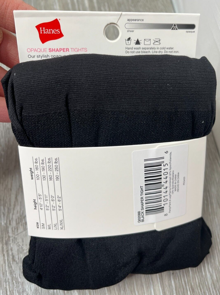 4pk Hanes Q02088 Control Top Opaque Shaper Tights, Black Size XL/XXL | eBay