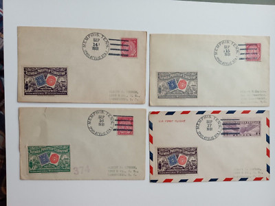 4 1931 NATIONAL PHILATELIC EXHIBITION SEALS COVERS SENT TO ALBERT E ...