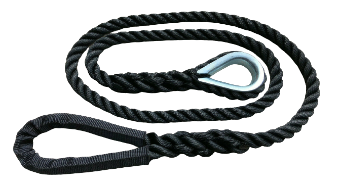 Mooring Rope Strop 12mm - 14mm Nylon 6" Soft Splice Black Galvanised ...